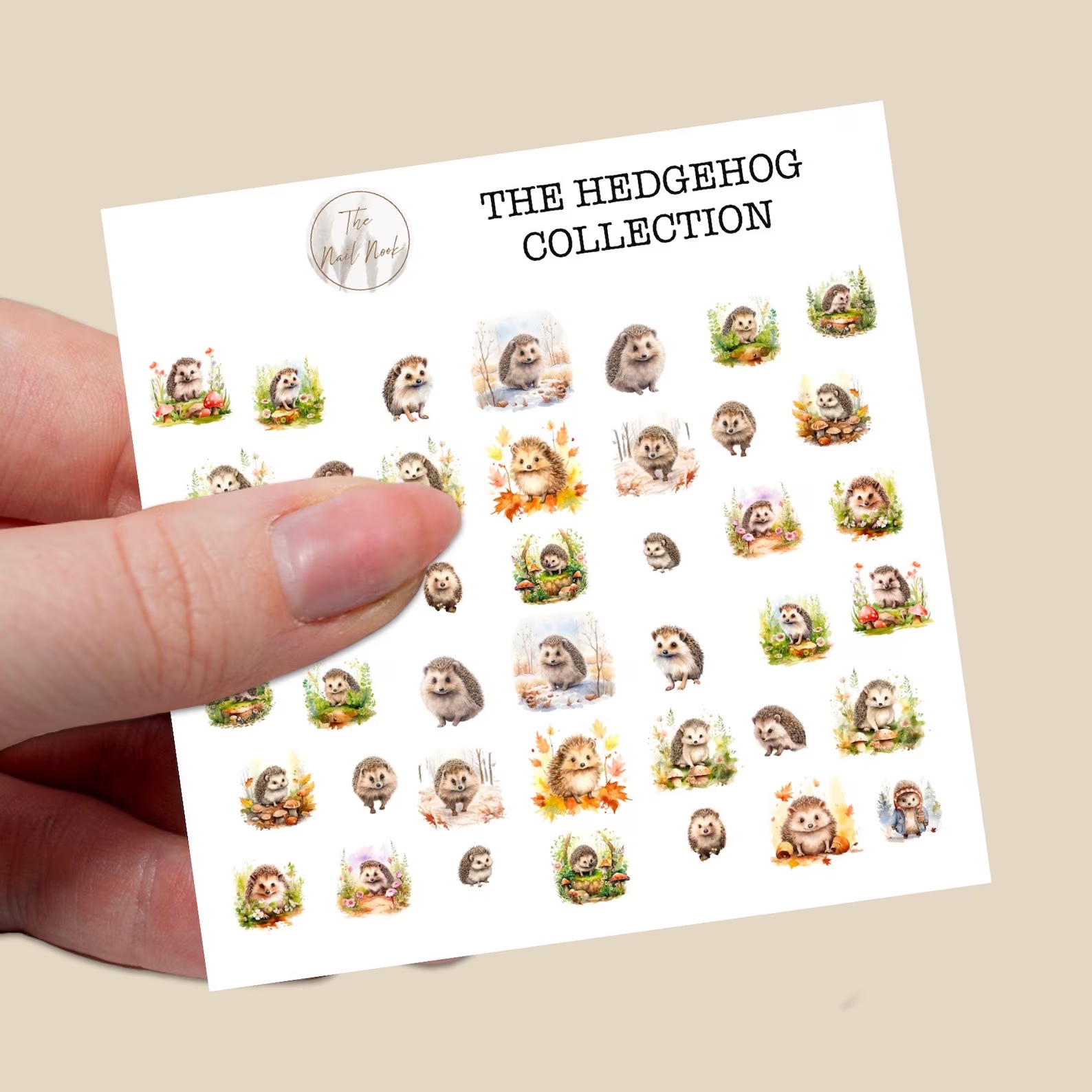 Hedgehog collection nail decals - The Nail Nook